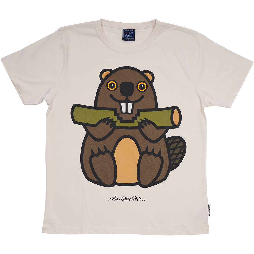 T-SHIRT VOKSEN BÆVER BEIGE - T-shirts - Bo Bendixen